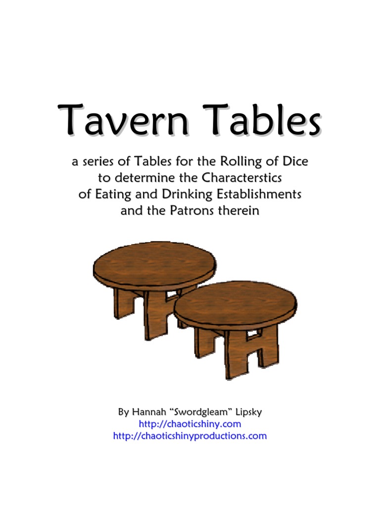 Tavern Tables | PDF | Role Playing Games | Leisure
