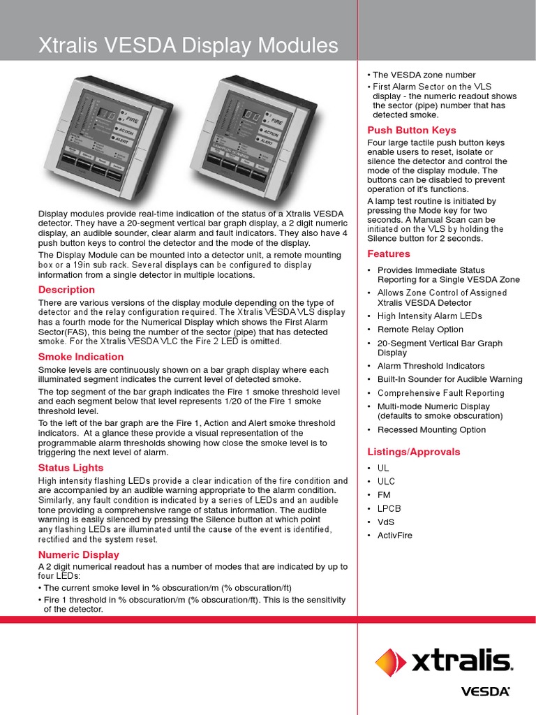 08 VESDA Display Modules TDS A4 Lores | PDF | Relay | Light Emitting Diode