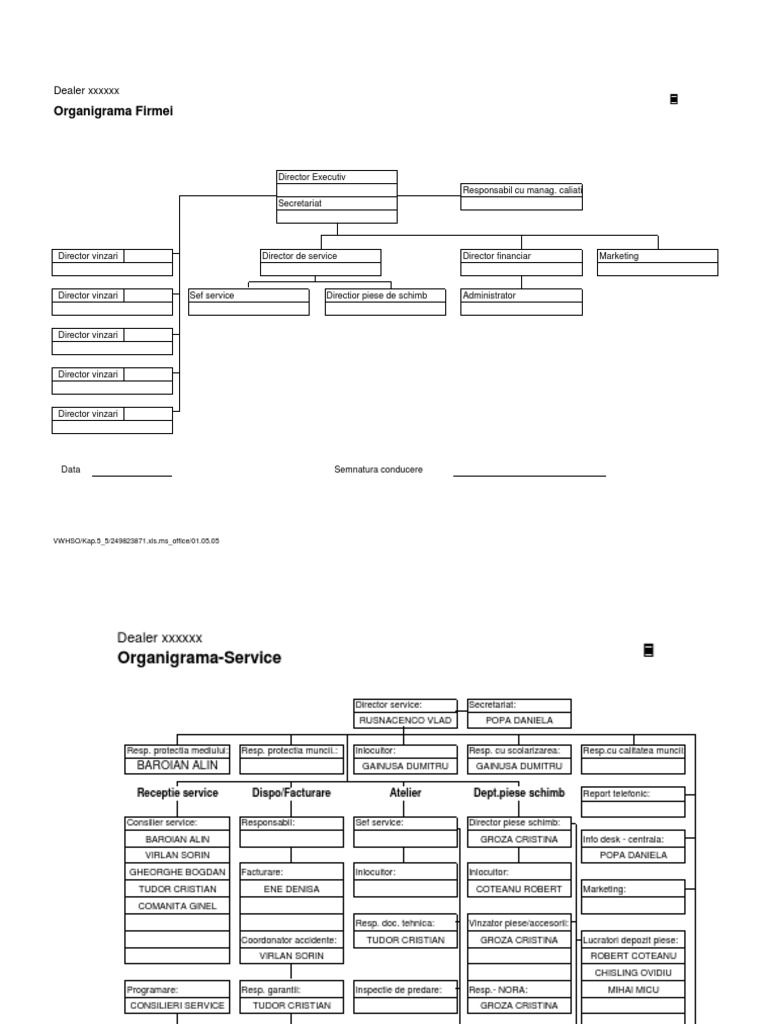 Organigrama Firma Vinzari Si Service | PDF | Romania