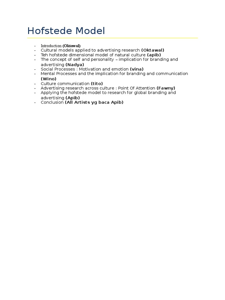 Hofstede Model in Global Branding | PDF | Lifestyle