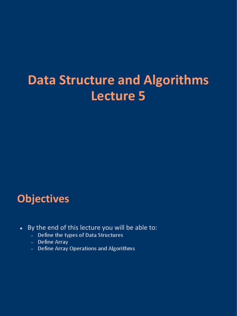 Dsa Lecture 5 And 6 Arrays Pdf Array Data Structure Queue Abstract Data Type