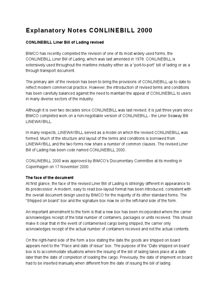 Details ConlineBill 2000 | PDF | Cargo | Containerization