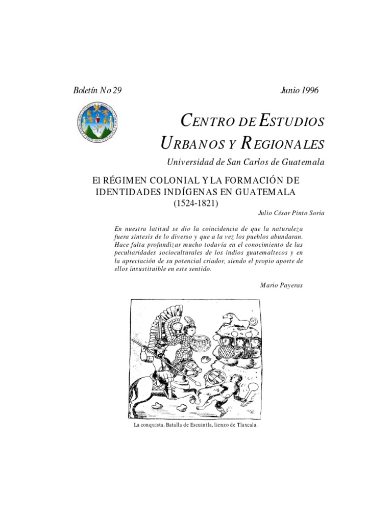 El Regimen Colonial y La Formacion de Identidades GUATEMALA | PDF ...