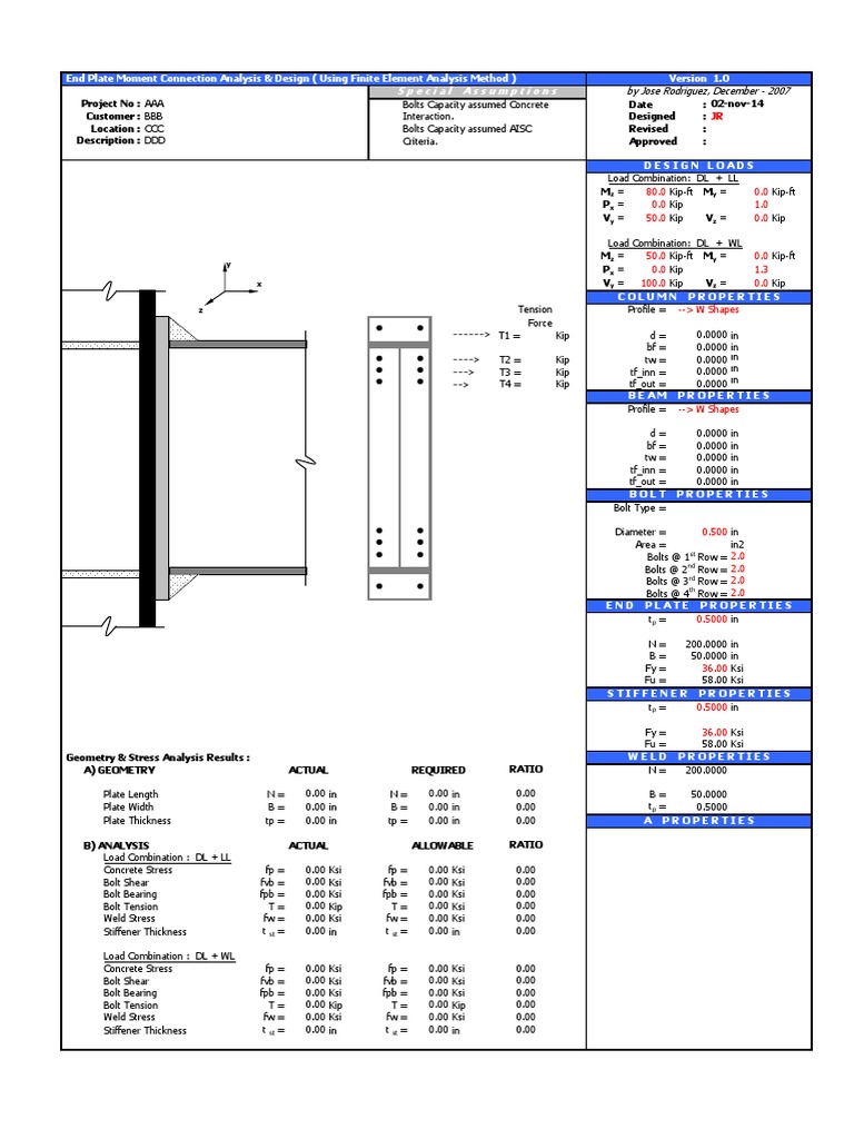 End Plate Connection Design Analysis | PDF | Stress (Mechanics ...