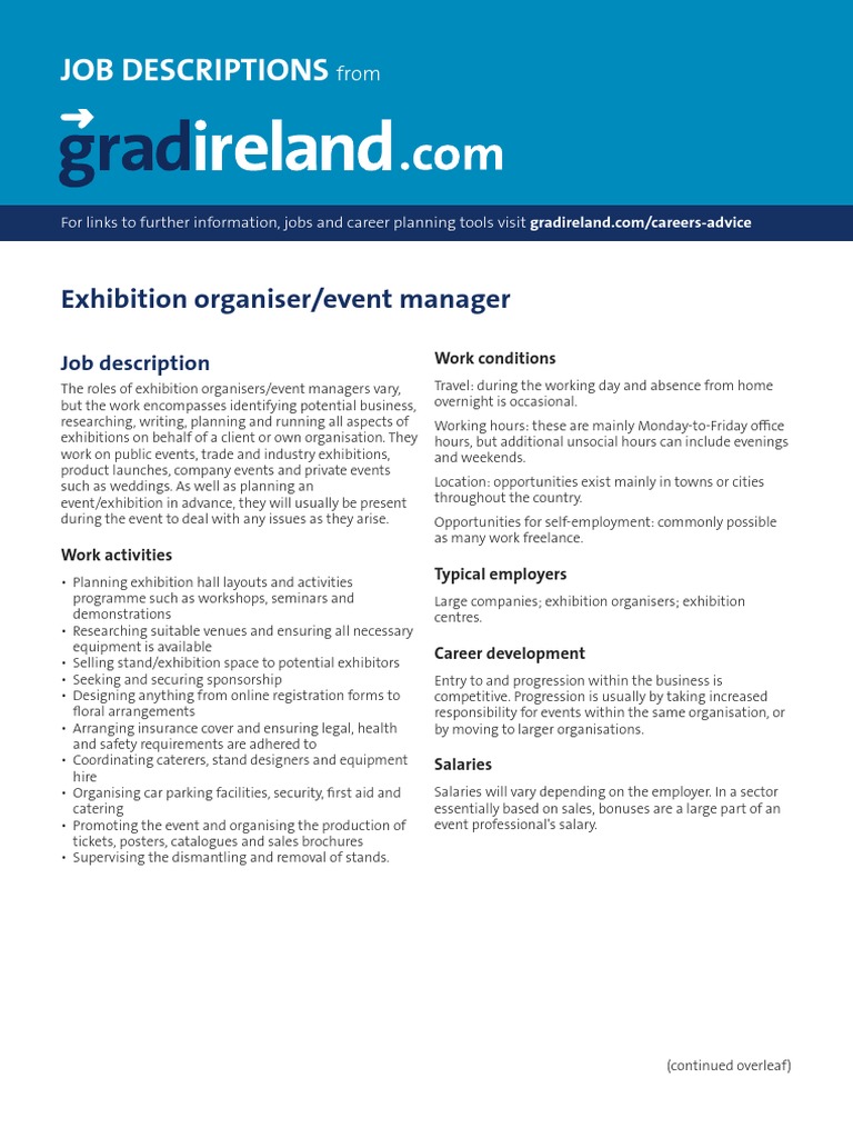 Exhibition Organiser, Event Manager | PDF | Postgraduate Education ...