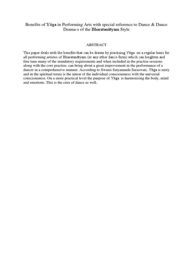Benefits of Unity in Dance Performance | PDF