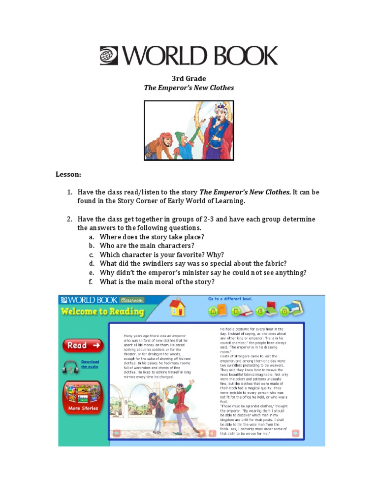 3rd Grade Lesson: Emperor's New Clothes | PDF