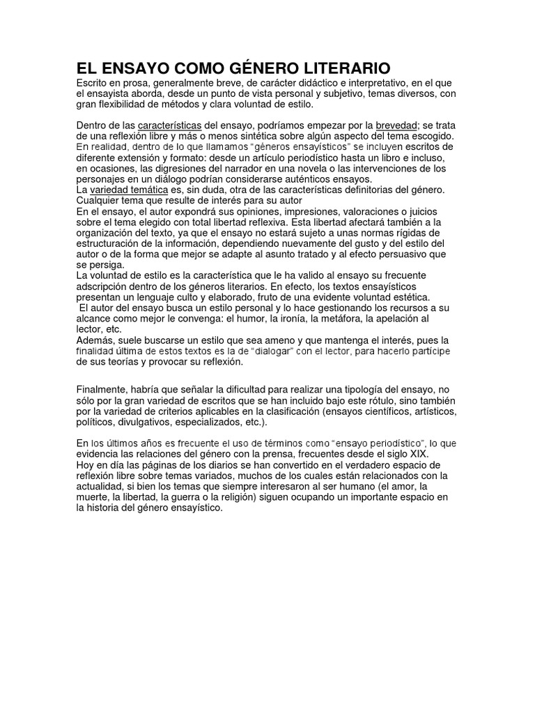 El Ensayo Como Género Literario | PDF | Ensayos | Autor