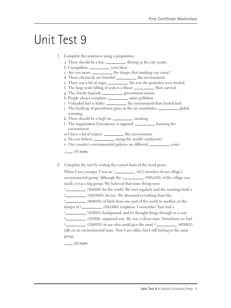 First Certificate Masterclass Unit Test Zero Oxford University Press ...