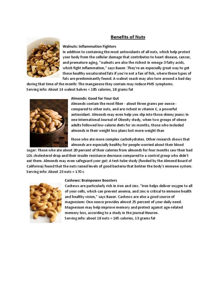 Benefits of Nuts | PDF | Nut (Fruit) | Walnut