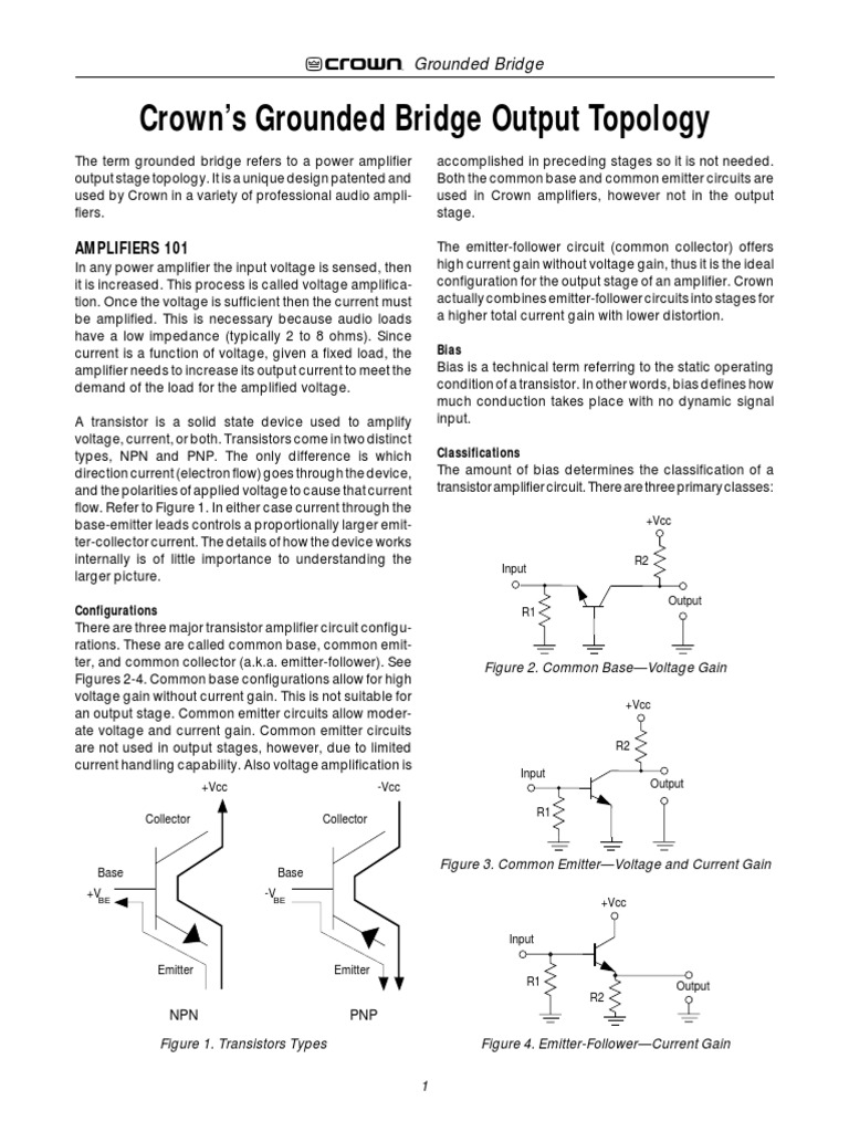 Crown's Ground Bridge Output Topology | PDF | Amplifier | Rectifier
