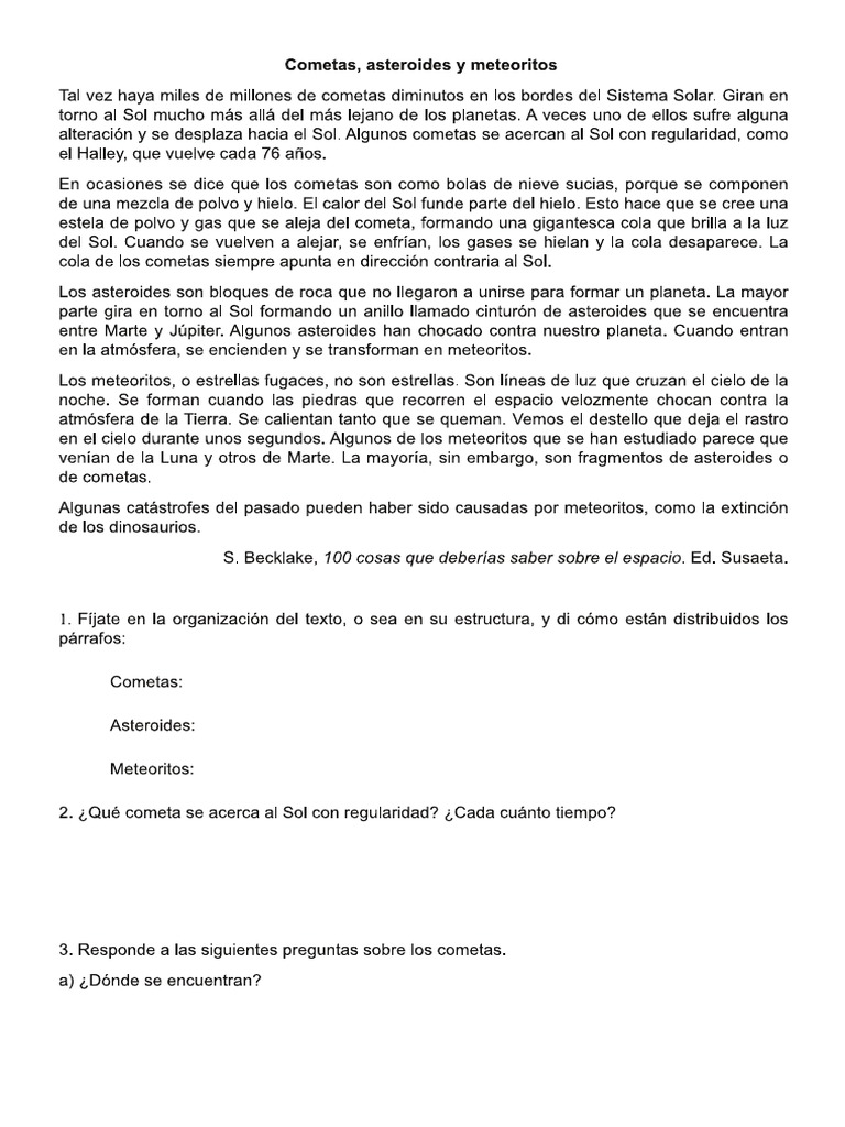 Comprensión Lectora 1 Eso | PDF
