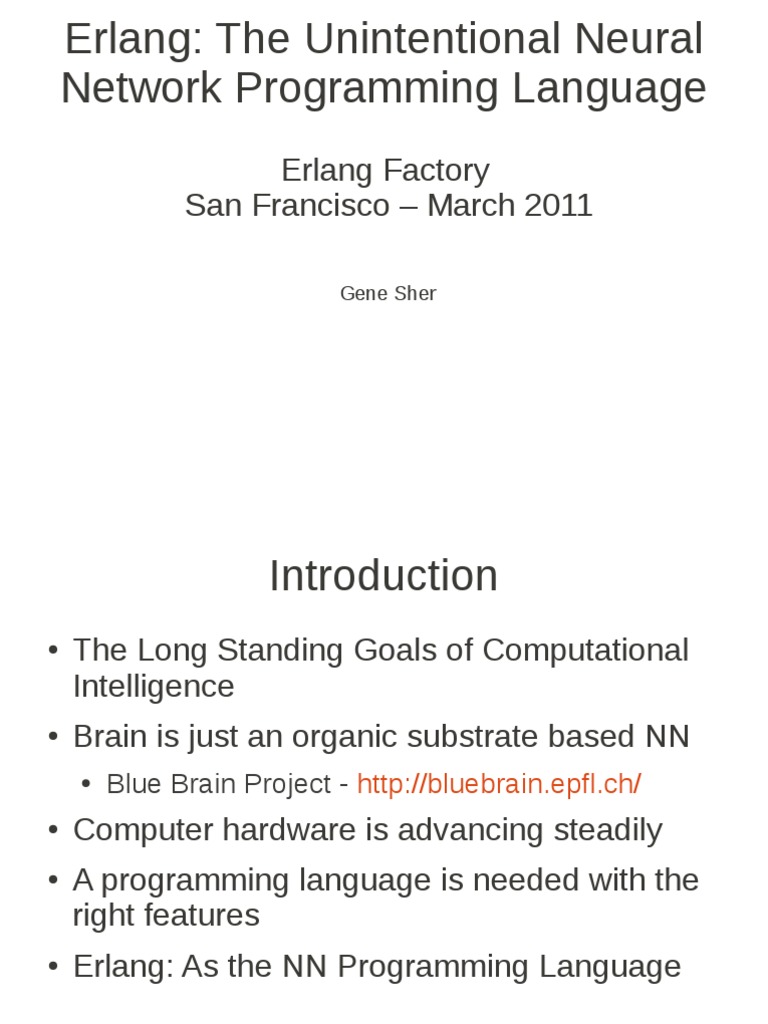 Erlang: The Unintentional Neural Network Programming Language | PDF | Evolution | Artificial ...