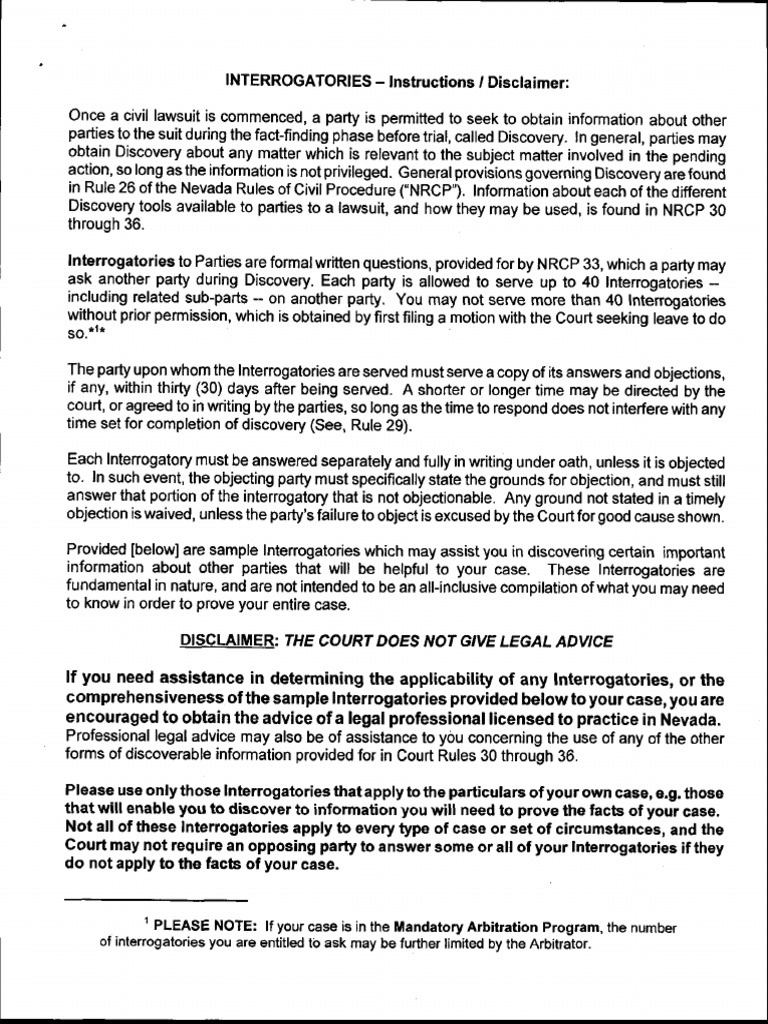 General Discovery Examples For Pro Se Litigants | Download Free PDF ...