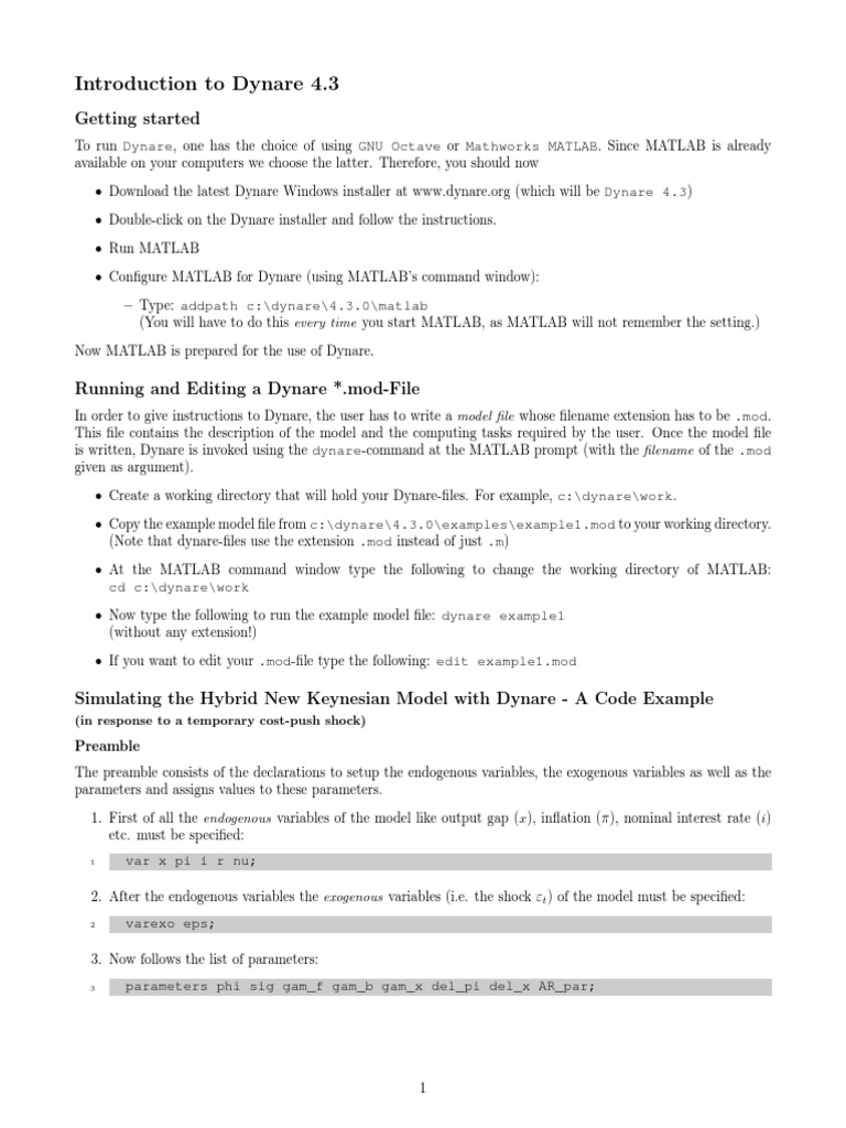 Dynare Tutorial | PDF | Matlab | Autocorrelation