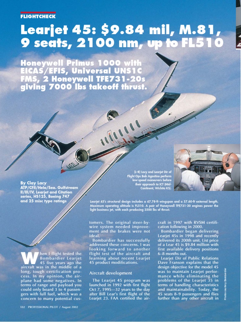 2005 HQ Lear 45 Flightcheck | PDF | Stall (Fluid Mechanics) | Aerospace