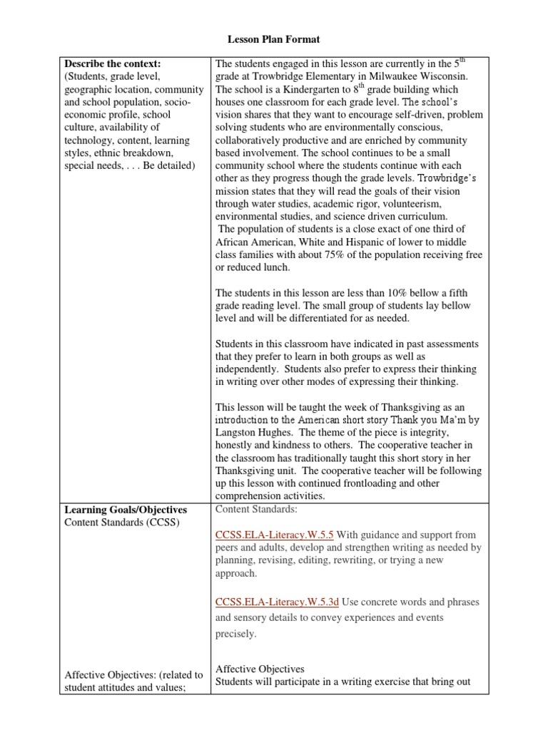 5th Grade Lesson Plan: Writing with Detail | PDF | Pedagogy | Applied ...