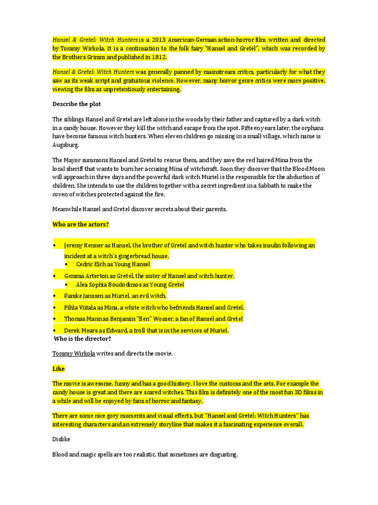 Hansel and Gretel Final | PDF