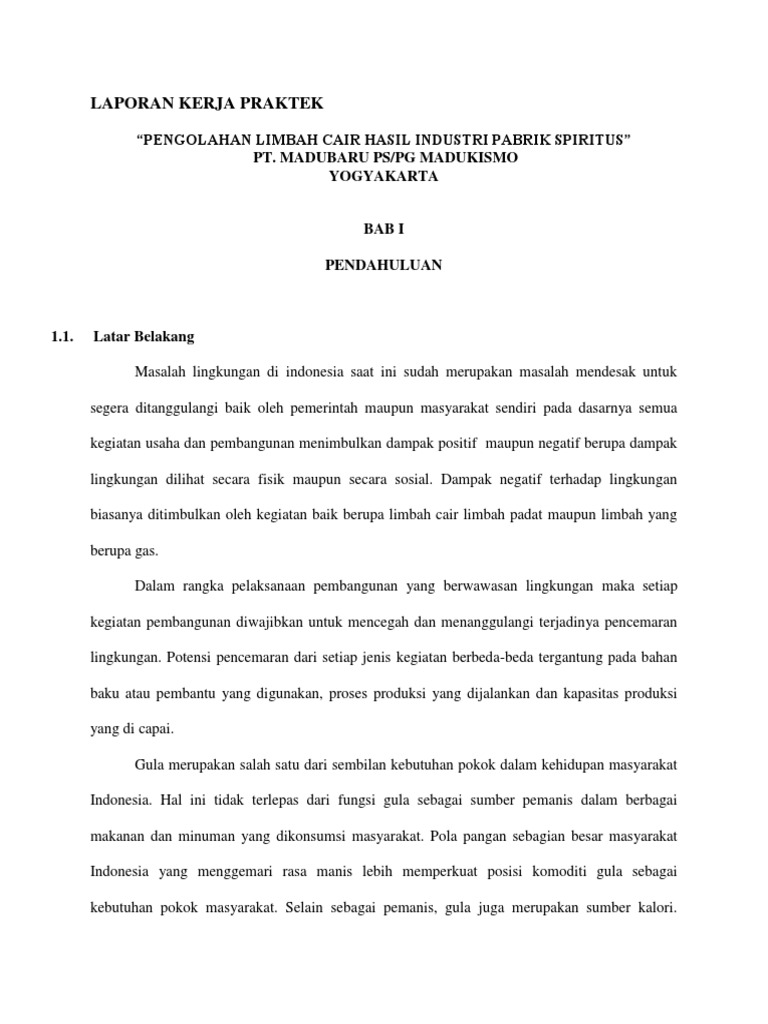 Contoh Laporan Kerja Praktek | PDF