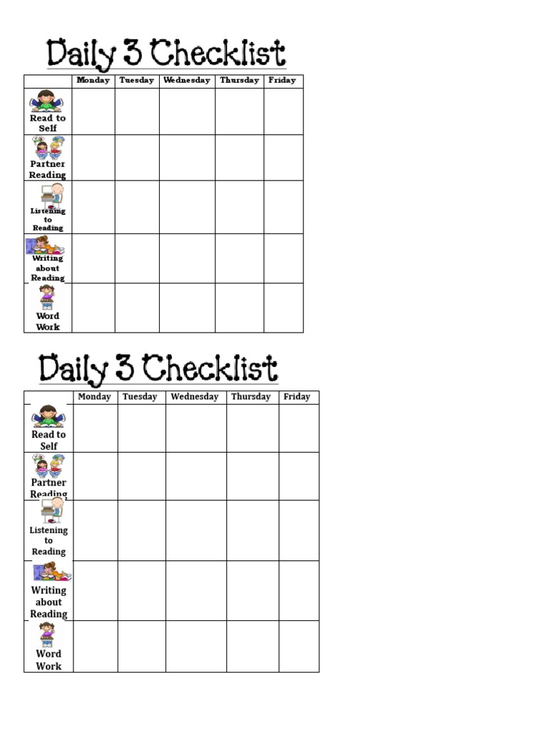 Editable Daily Reading Checklist | PDF