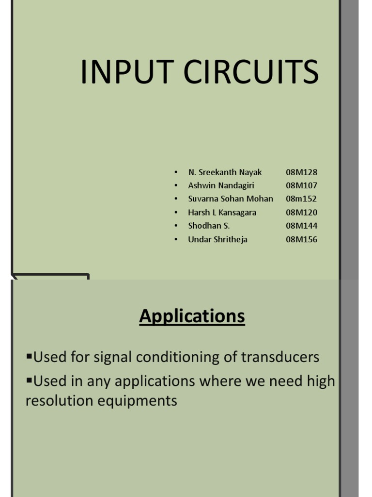 Input Circuits | PDF | Electrical Resistance And Conductance ...