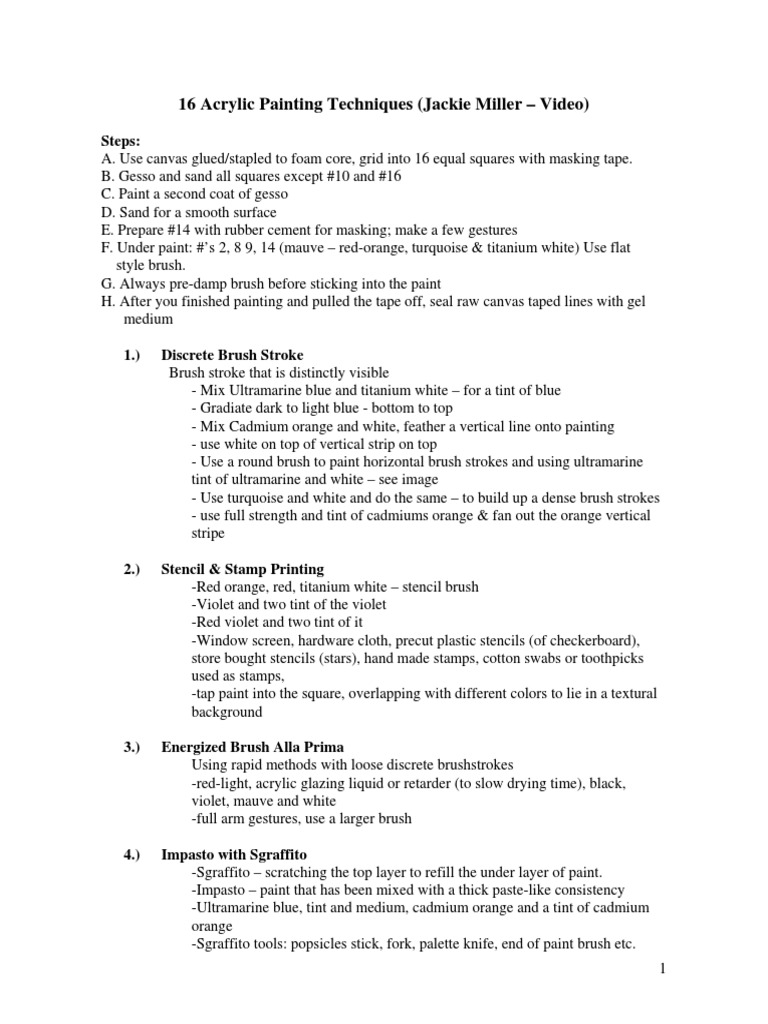Acrylic Painting Techniques Guide | PDF | Oil Painting | Visual Arts