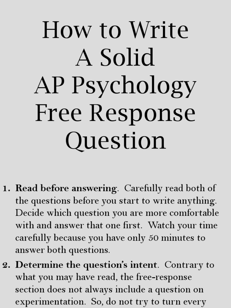 AP Psychology Free Response Tips | PDF | Question | Reinforcement