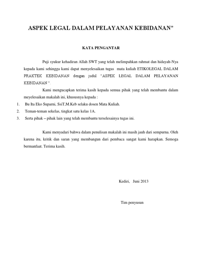 Aspek Legal Dalam Pelayanan Kebidanan | PDF | Kesehatan Holistik Aspek Legal Dalam Pelayanan Kebidanan | PDF | Kesehatan Holistik