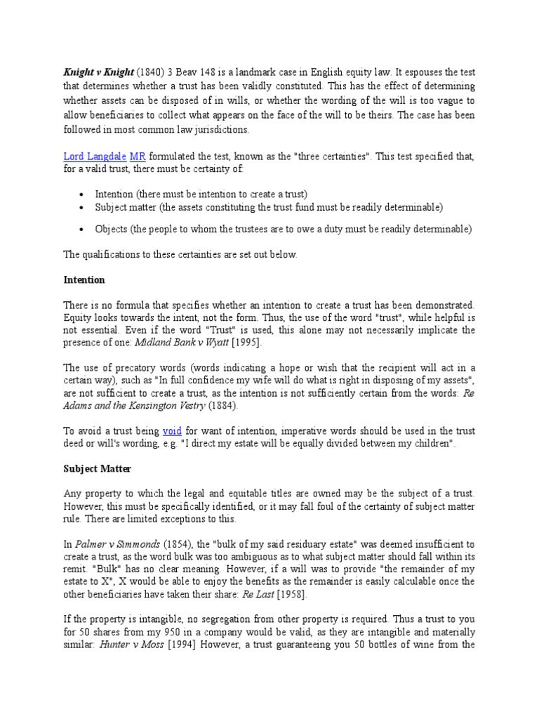 Knight V Knight | PDF | Inheritance | Property Law