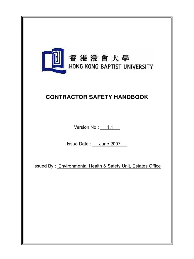 Contractor Safety Handbook: Version No: 1.1 | PDF | Ac Power Plugs And ...