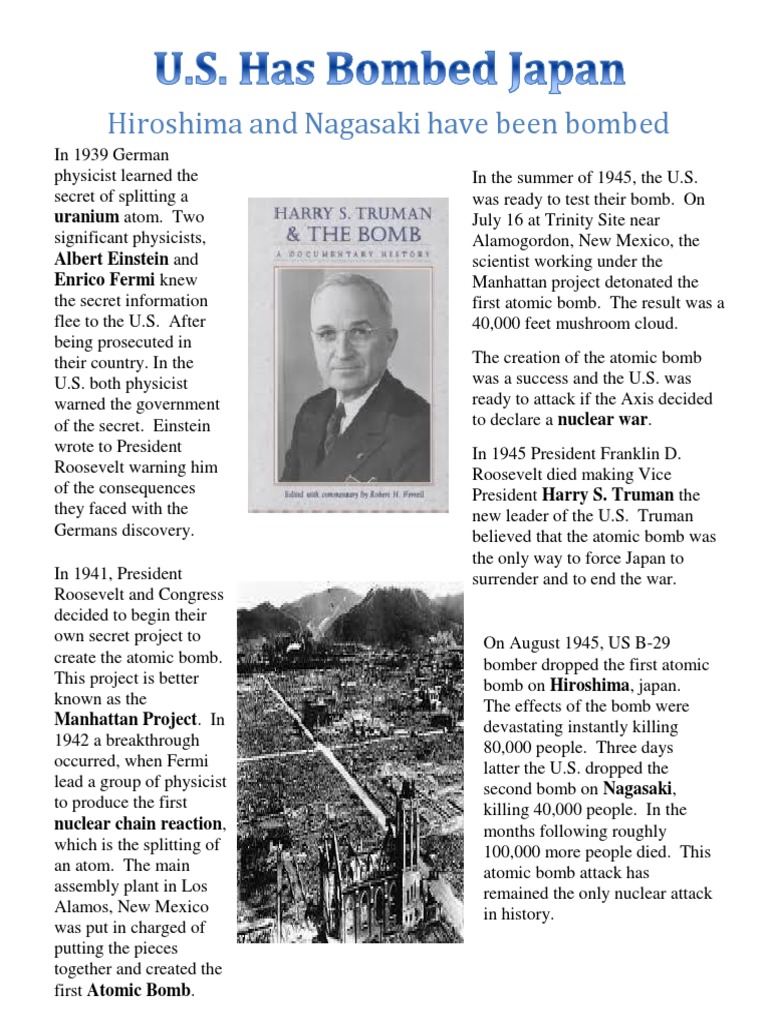 Atomic Bombs: Hiroshima & Nagasaki | PDF