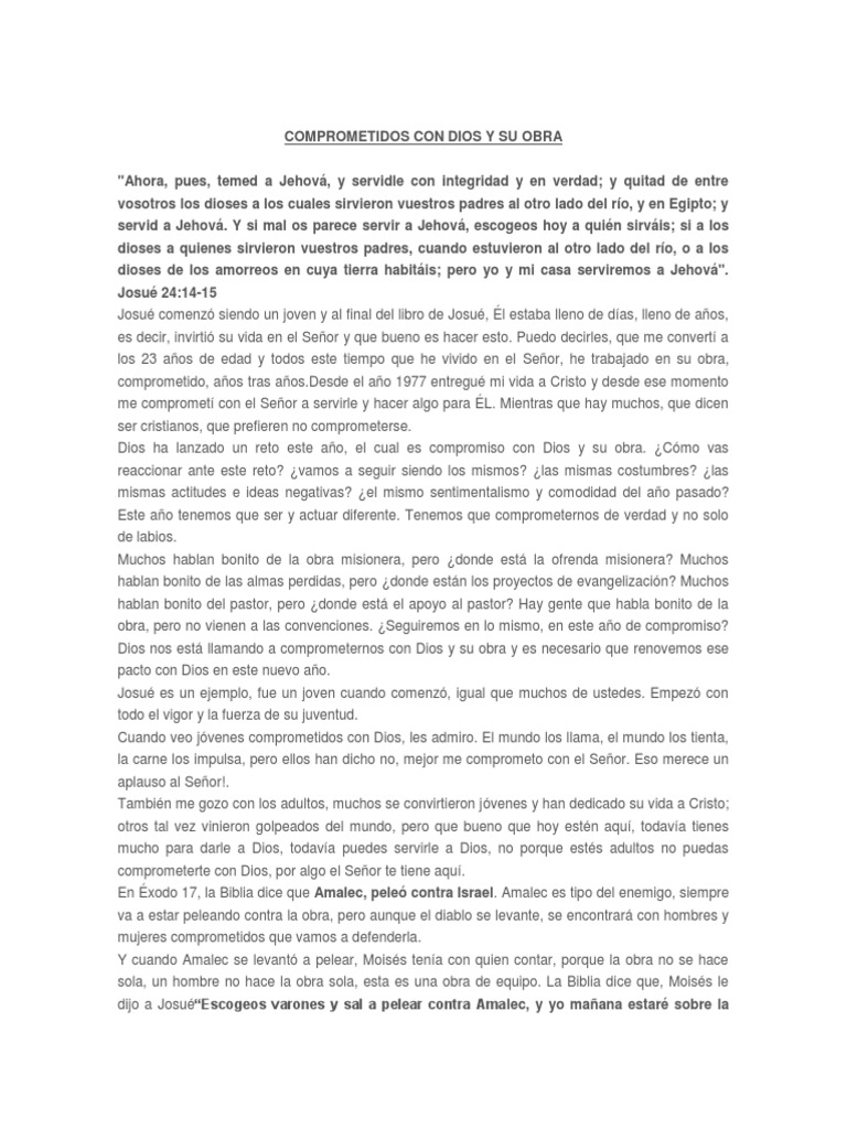 Compromiso con Dios y Su Obra | PDF | Moisés | Joshua