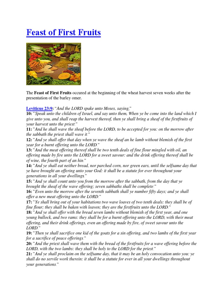 Feast of First Fruits | PDF | Sacrifice | Jewish Holy Days