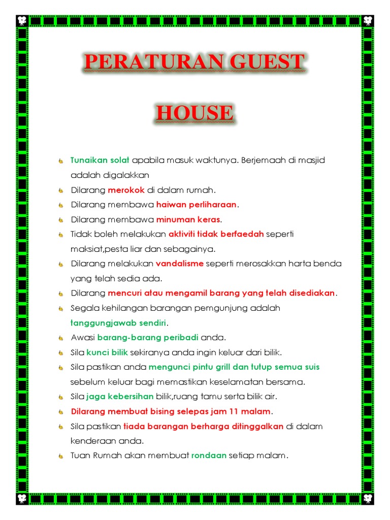 Peraturan Guest House | PDF