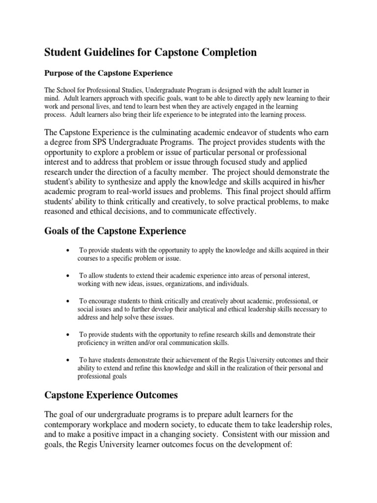 Capstone Project Guidelines and Requirements | PDF | Diversity ...