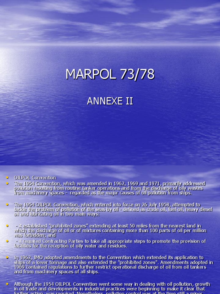 Marpol 73 78 Annex II | PDF | Oil Tanker | Ships