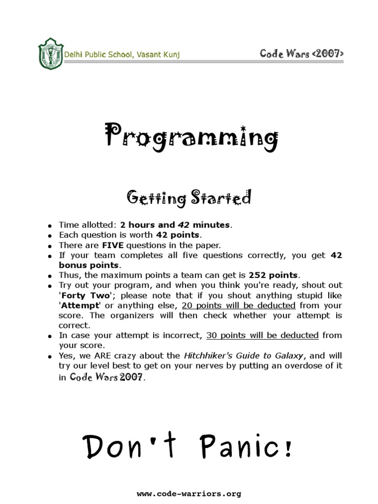 Code Wars 2007 Programming Pdf Circle Numbers