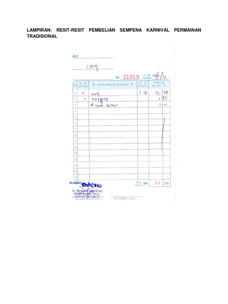 Lampiran Resit | PDF