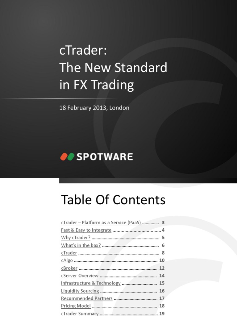Overview CTrader - Spotware Products | Download Free PDF | Order (Exchange) | Algorithmic Trading