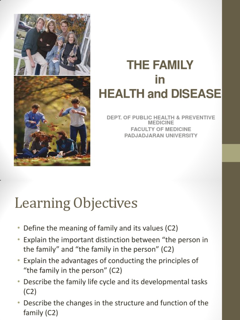 The Family in Health and Disease: Dept. of Public Health & Preventive ...