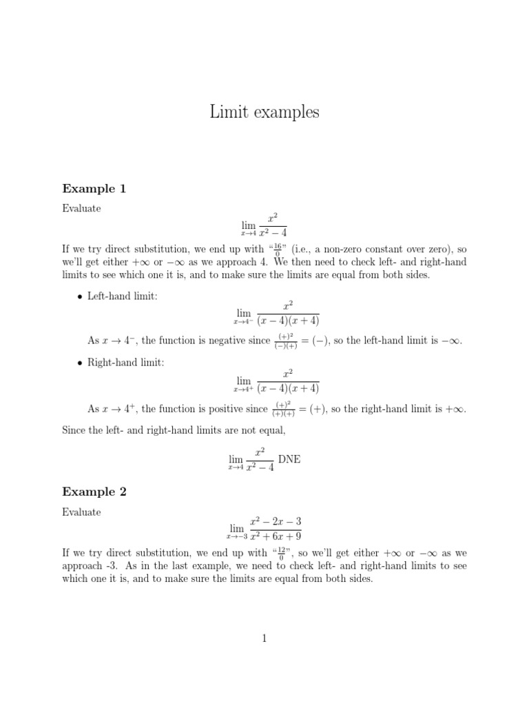 Limit Examples | PDF | Fraction (Mathematics) | Algebra