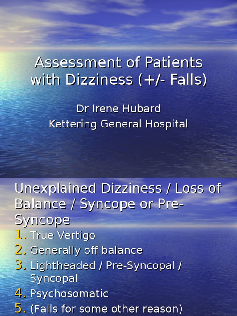 Assessment of Patients With Dizziness | Vertigo | Diseases And Disorders