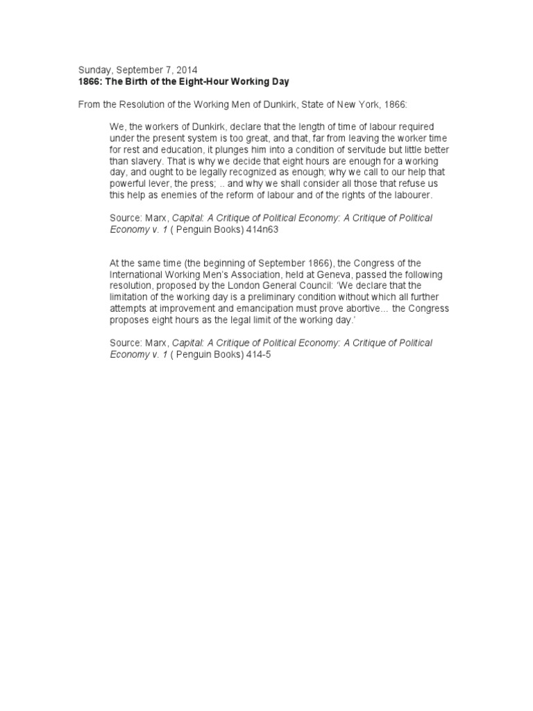 1866 Eight-Hour Workday Movement | PDF