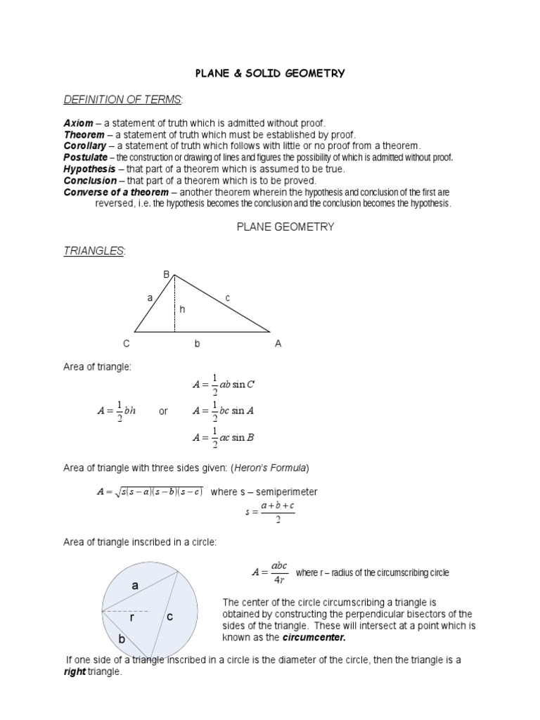 Plane and Solid Geometry Concepts | PDF | Geometric Objects | Euclidean Plane Geometry
