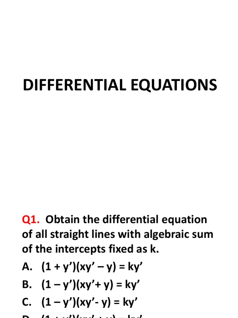 Differential Equations of Straight Lines | PDF | Radioactive Decay ...