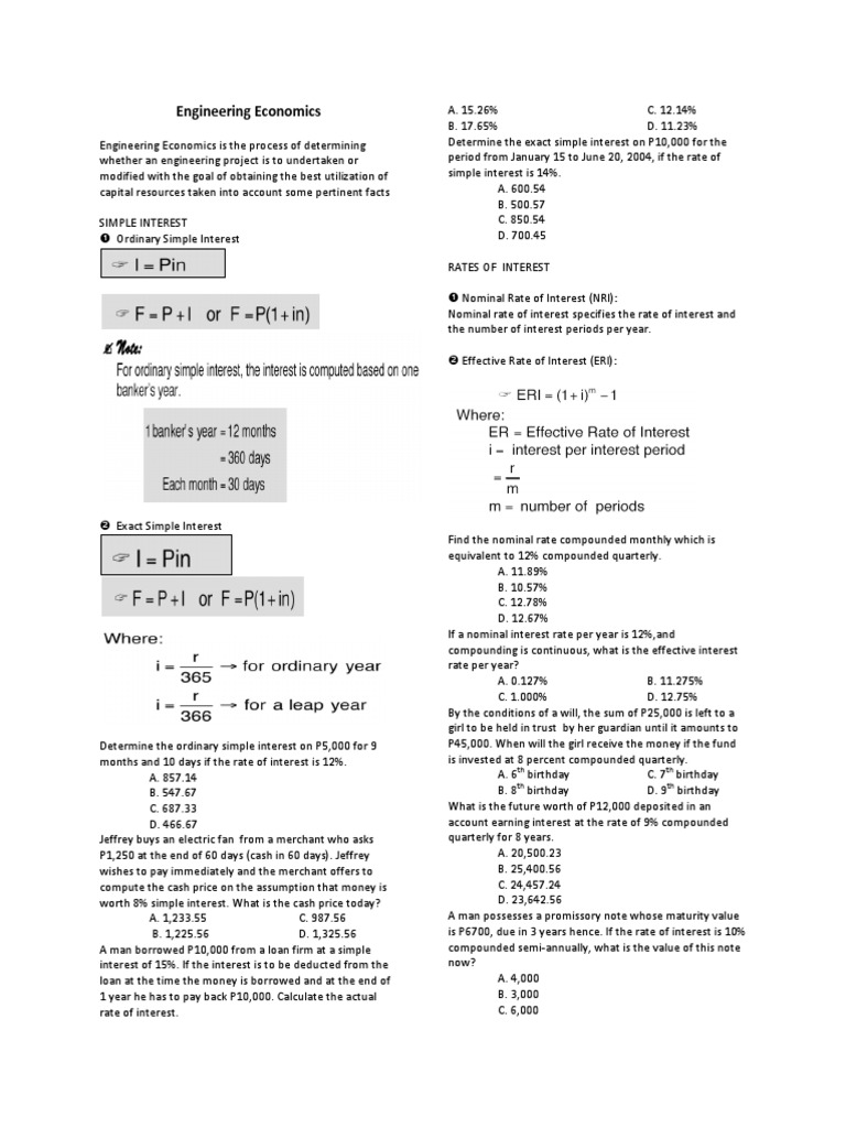 Engineering Economic Handouts | PDF | Depreciation | Interest