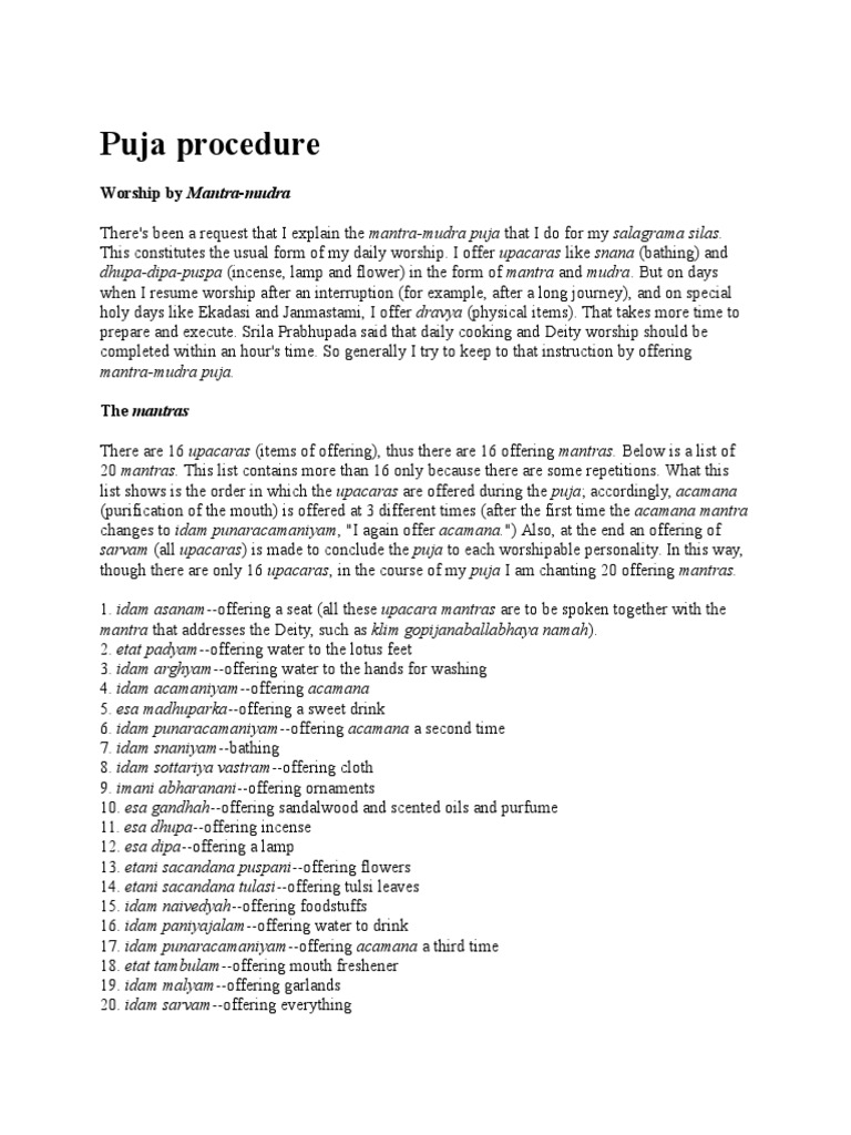Puja Procedure | PDF | Hindu Behaviour And Experience | Indian Religions