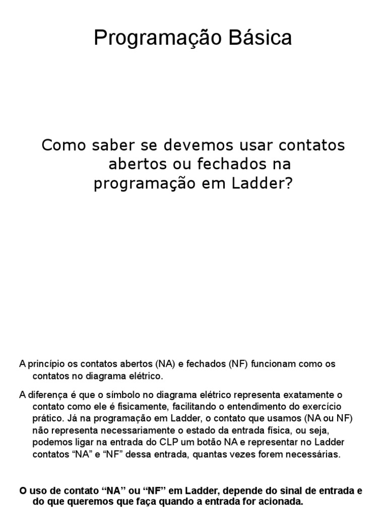 Básico de Programação Ladder | PDF | Controlador lógico programável ...