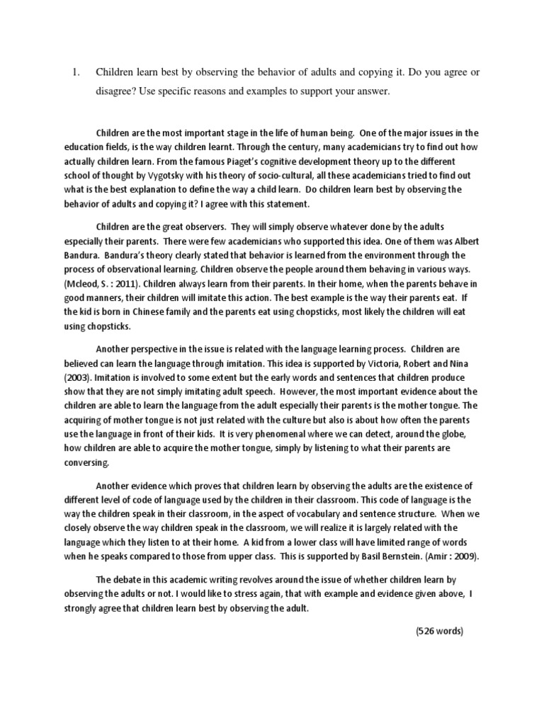 Children Learn Best by Observing The Behavior of Adults and Copying It ...