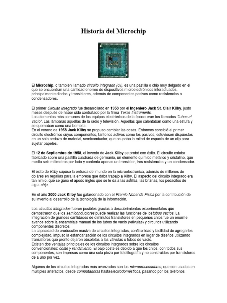 Historia del Microchip y su Evolución | PDF | Circuito integrado | Ingenieria Eléctrica